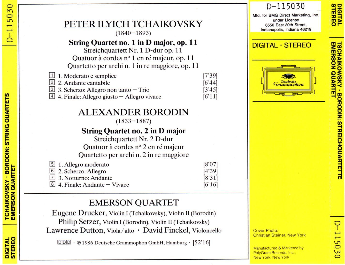 String Quartets - Tchaikovsky No. 1; Borodin No. 2 [COMPACT DISC] by Peter Ilyich Tchaikovsky ...
