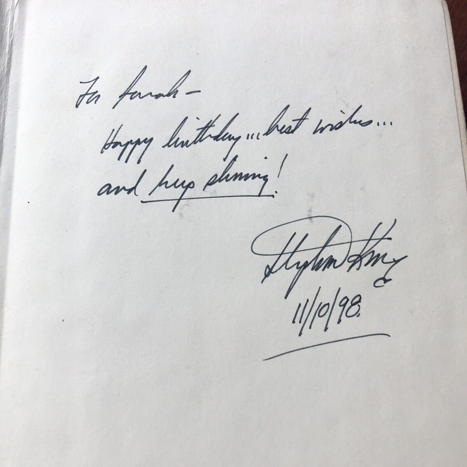 Stephen King Hand Signed "...Keep Shining" Autograph THE SHINING by ...