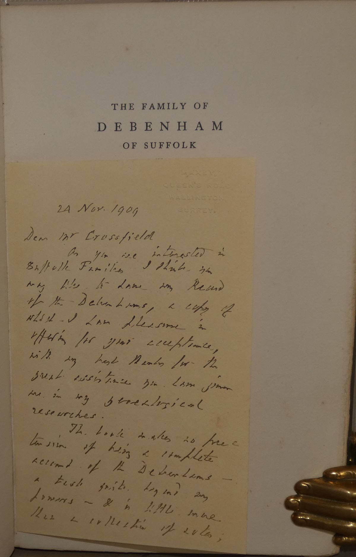 A Record of the Family of Debenham of Suffolk by Sweeting, Walter ...