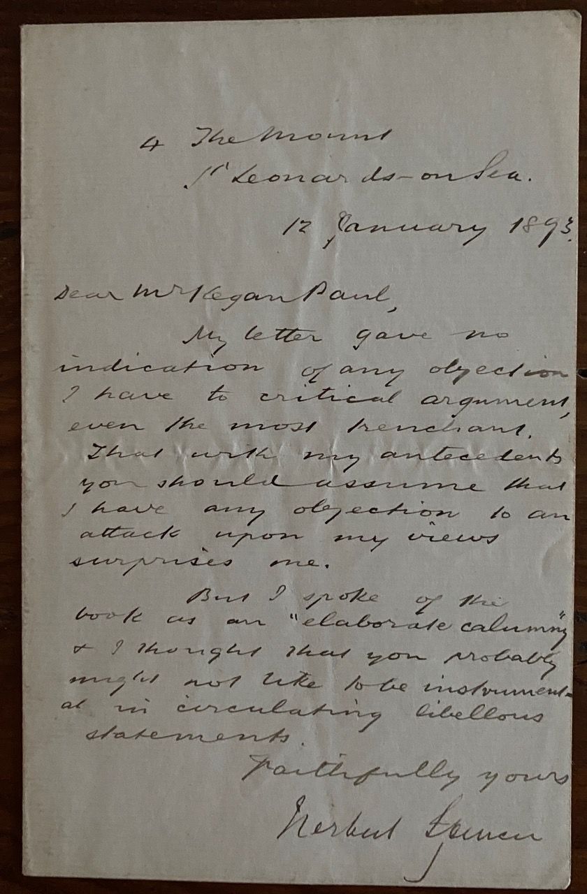 Herbert Spencer letters and photo-card collection by SPENCER, Herbert ...