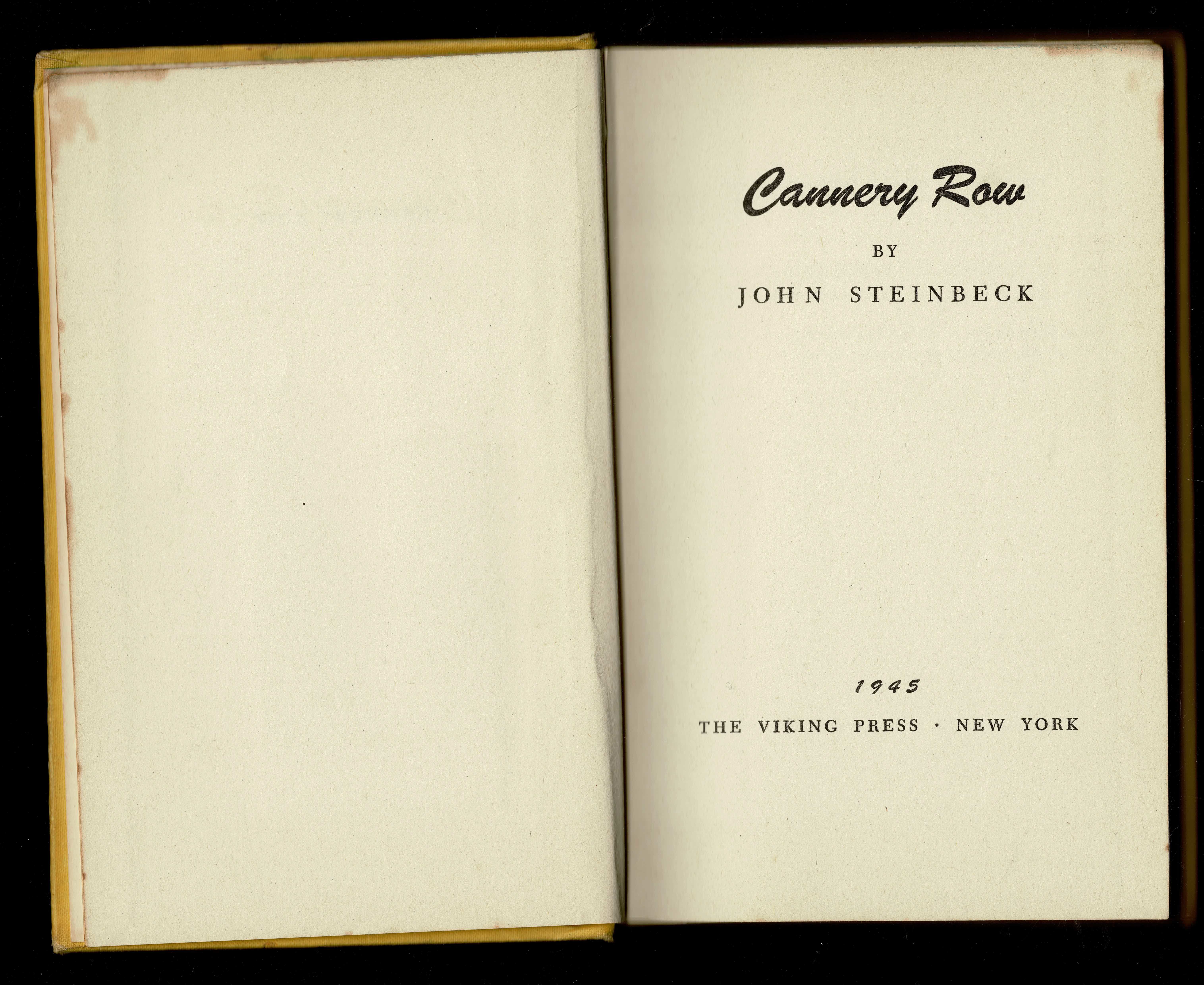 Cannery Row by Steinbeck, John | Hardcover | 1945 | Viking Press | Biblio