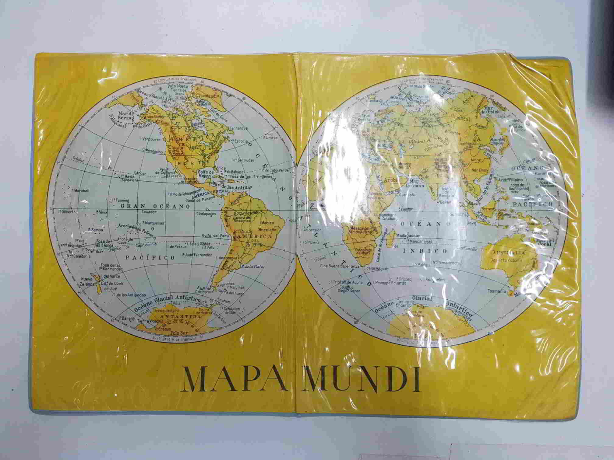 Mapas: Mapamundi fisico de papel con funda plastificada