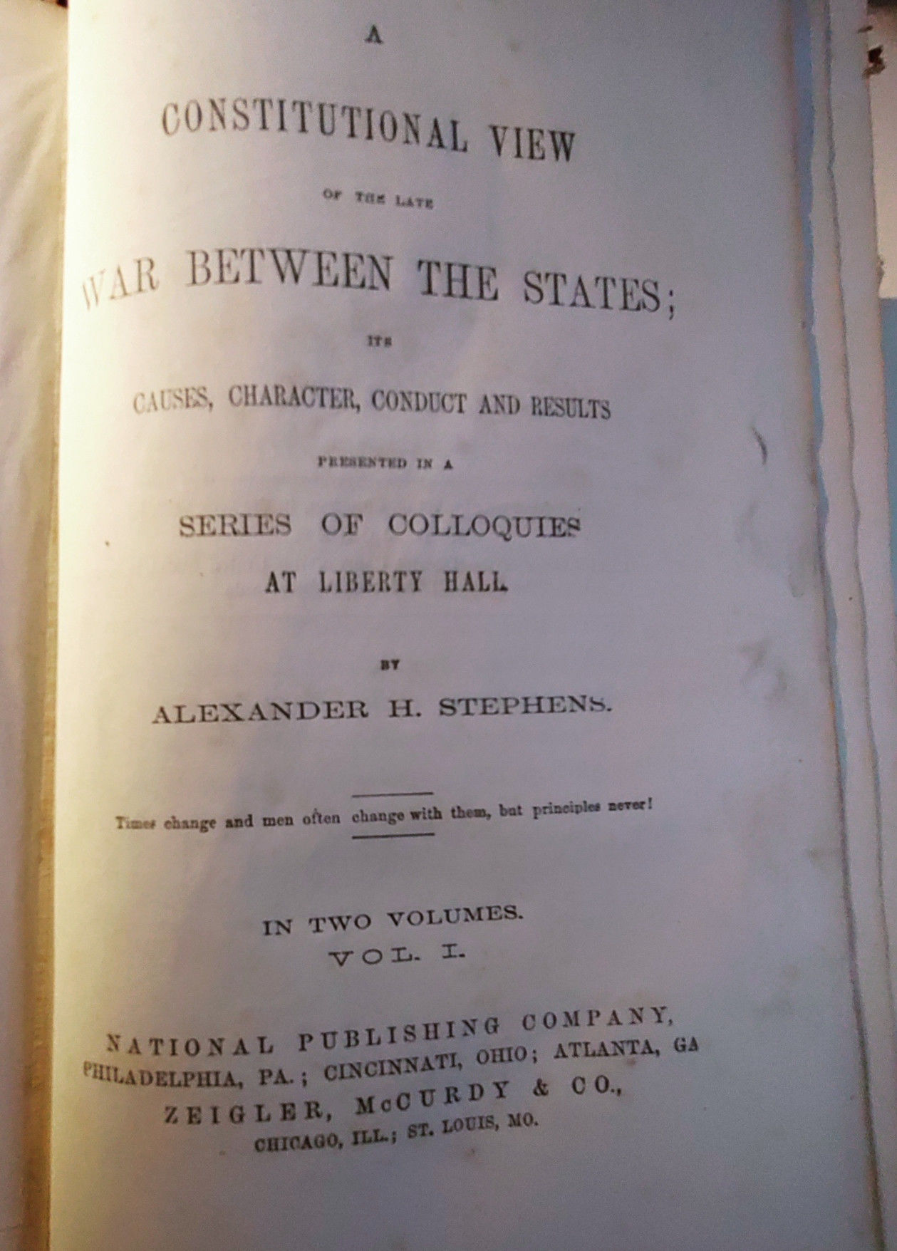 CONSTITUTIONAL VIEW OF THE LATE WAR BETWEEN THE STATES : ITS CAUSES ...