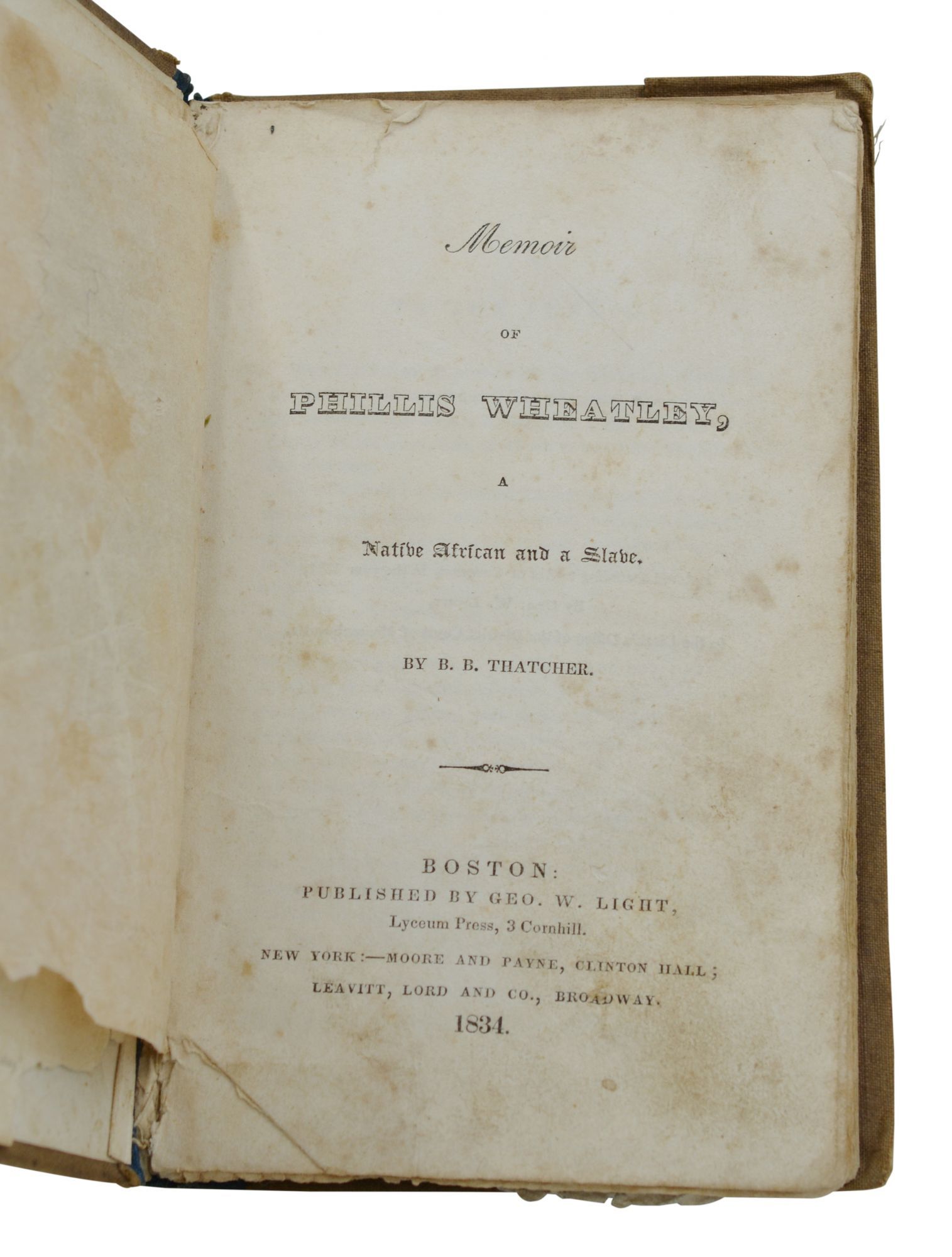BIBLIO | Memoir of Phillis Wheatley, a Native African and a Slave by ...