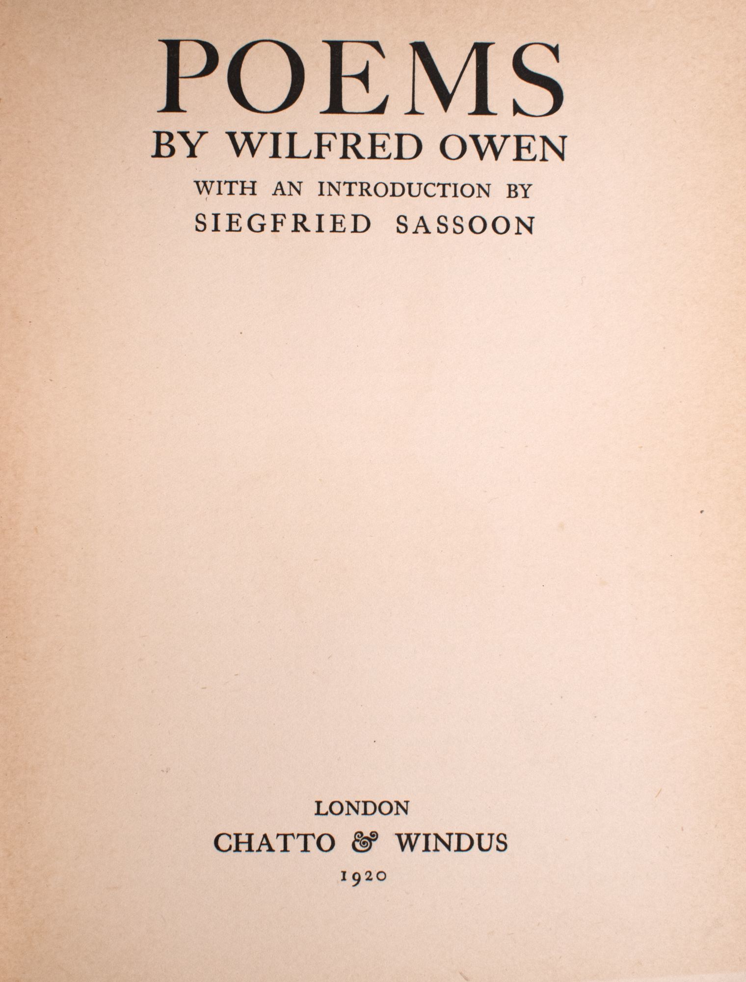 Poems with an Introduction by Siegfried Sassoon by Owen, Wilfred ...