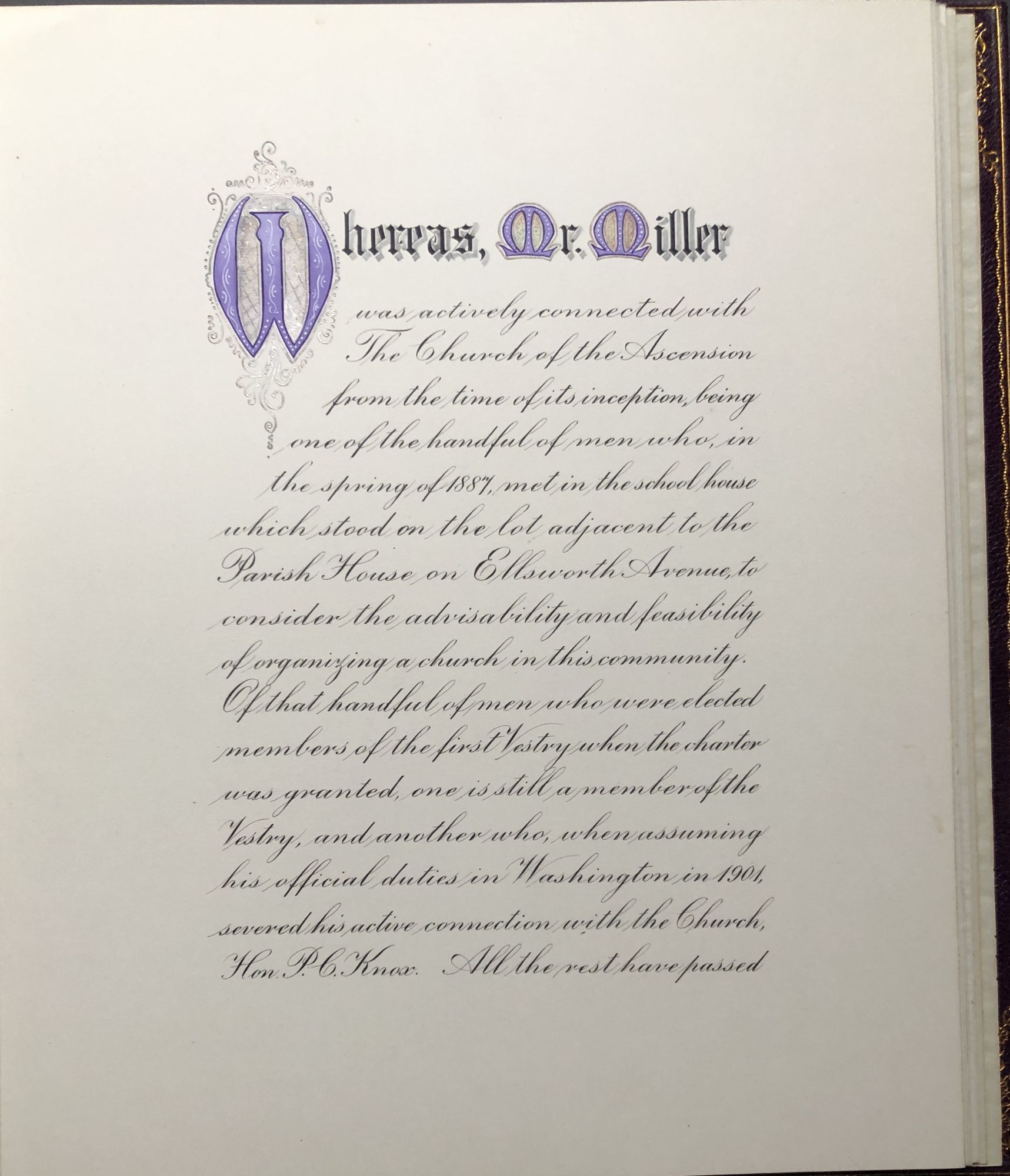 In Memoriam Reuben Miller: 1917 large unique calligraphed book in full ...