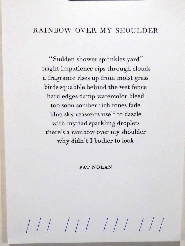 RAINBOW OVER MY SHOULDER [BROADSIDE POEM] by Nolan, Pat | | | Tangram ...