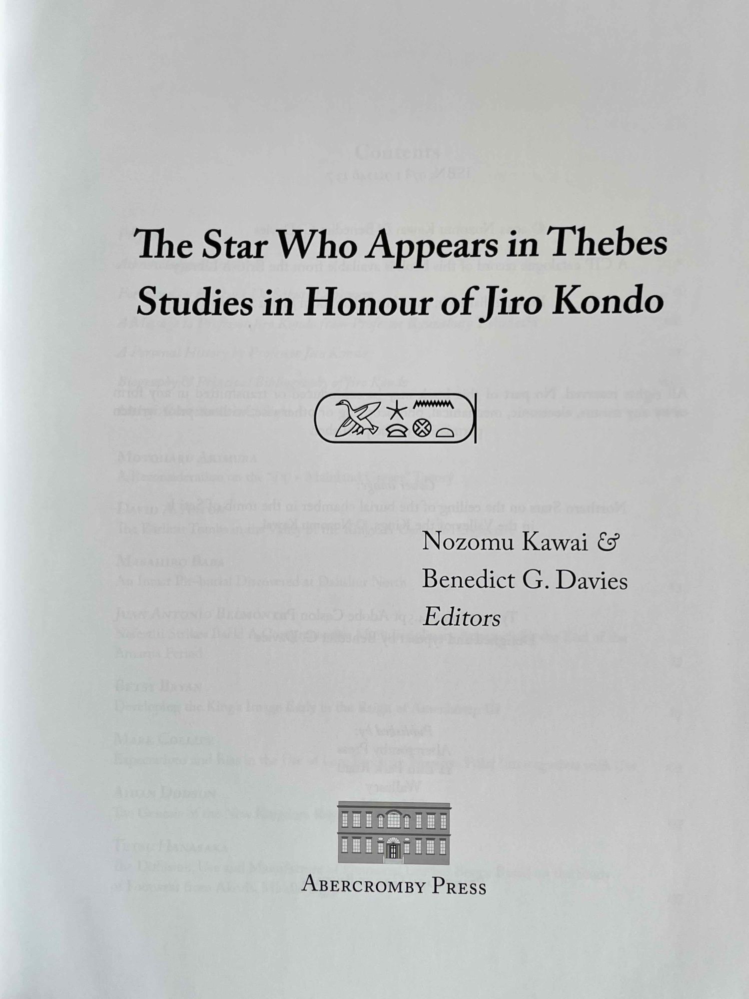 The Star who Appears in Thebes. Studies in Honour of Jiro Kondo by ...