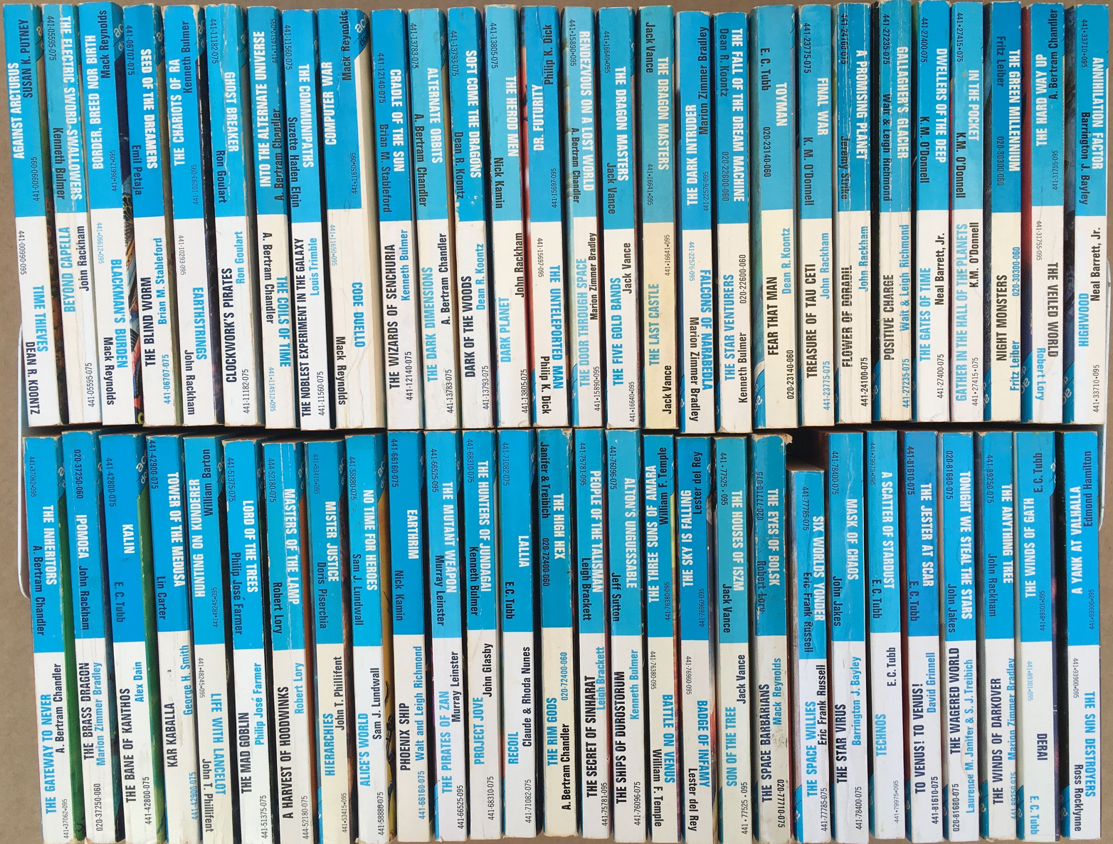 "ACE DOUBLE SCIENCE FICTION 'NUMERICAL' SERIES COMPLETE IN 56 VOLUMES ...