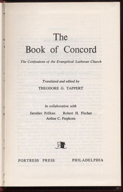 The Book of Concord by Tappert Ed; Theodore G. Tappert (Editor ...