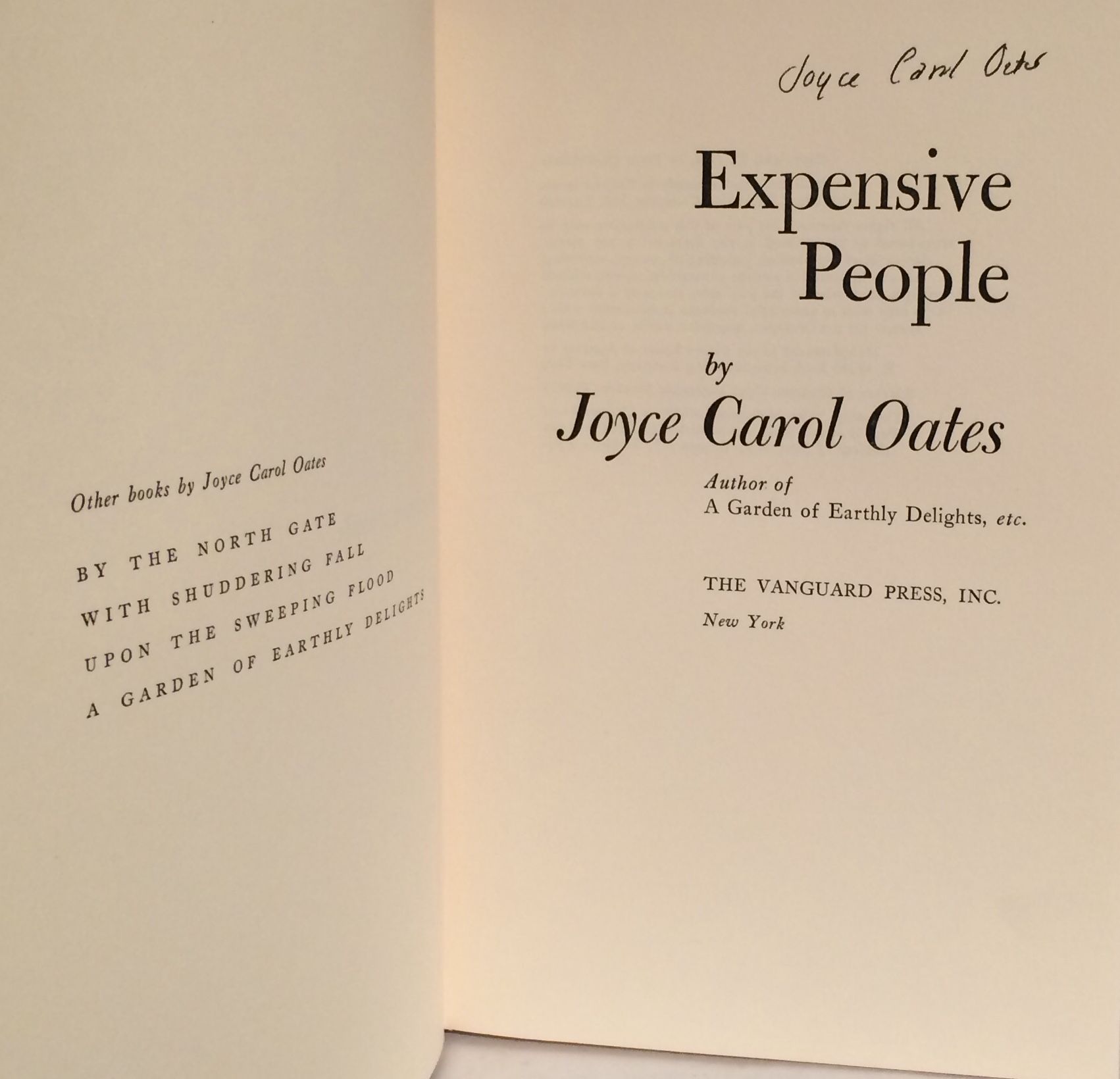 Expensive People. by Oates, Joyce Carol | 1968 | NY: The Vanguard Press ...