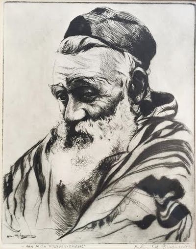 [ETCHING] MAN WITH PRAYER-SHAWL [SIGNED BY ARTIST] by Grossman, Elias ...