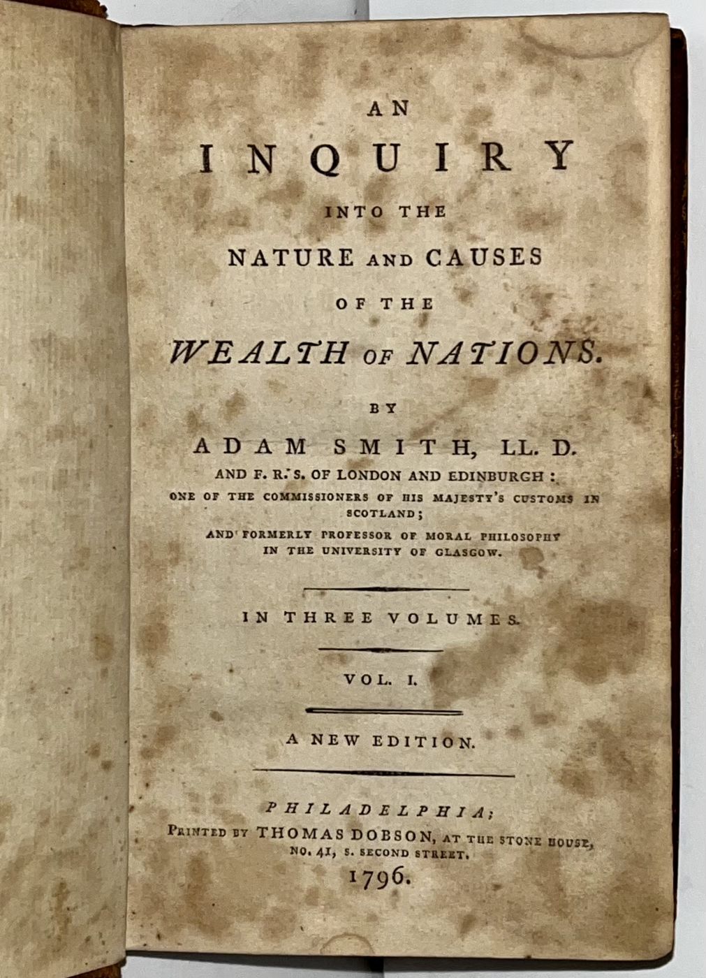 An Inquiry Into The Nature And Causes Of The Wealth Of Nations (Vol I ...