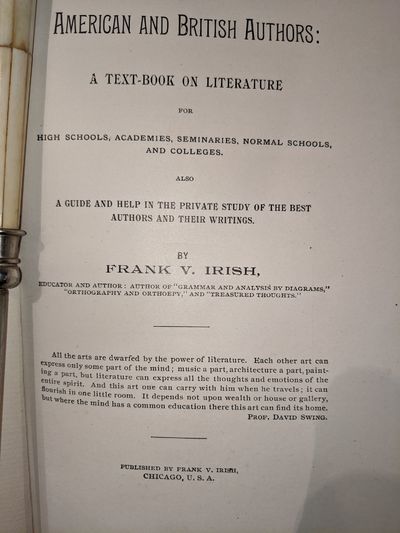 AMERICAN AND BRITISH AUTHORS: A TEXT-BOOK ON LITERATURE by FRANK V ...