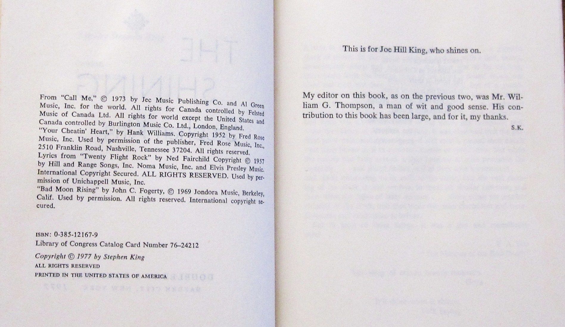 The Shining [First Edition Jacket] by King, Stephen | Hardcover | 1977 ...