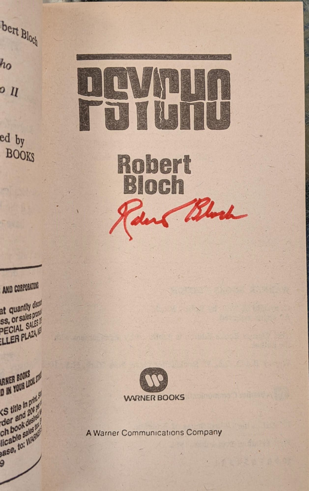 Psycho by Robert Bloch | Soft cover | 1982 | Warner Books ...