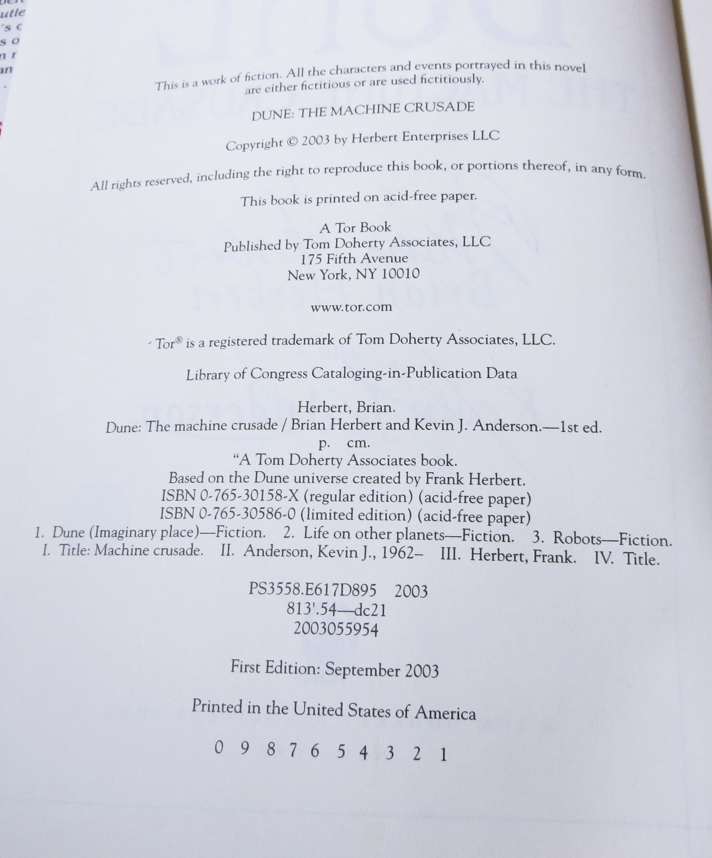 DUNE: THE MACHINE CRUSADE by Herbert, Brian And Kevin J. Anderson ...