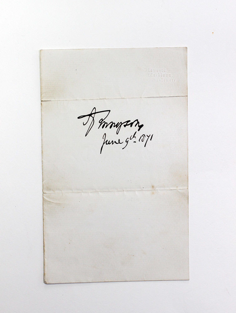 An Original Letter Signed by Alfred Lord Tennyson by Alfred Lord ...