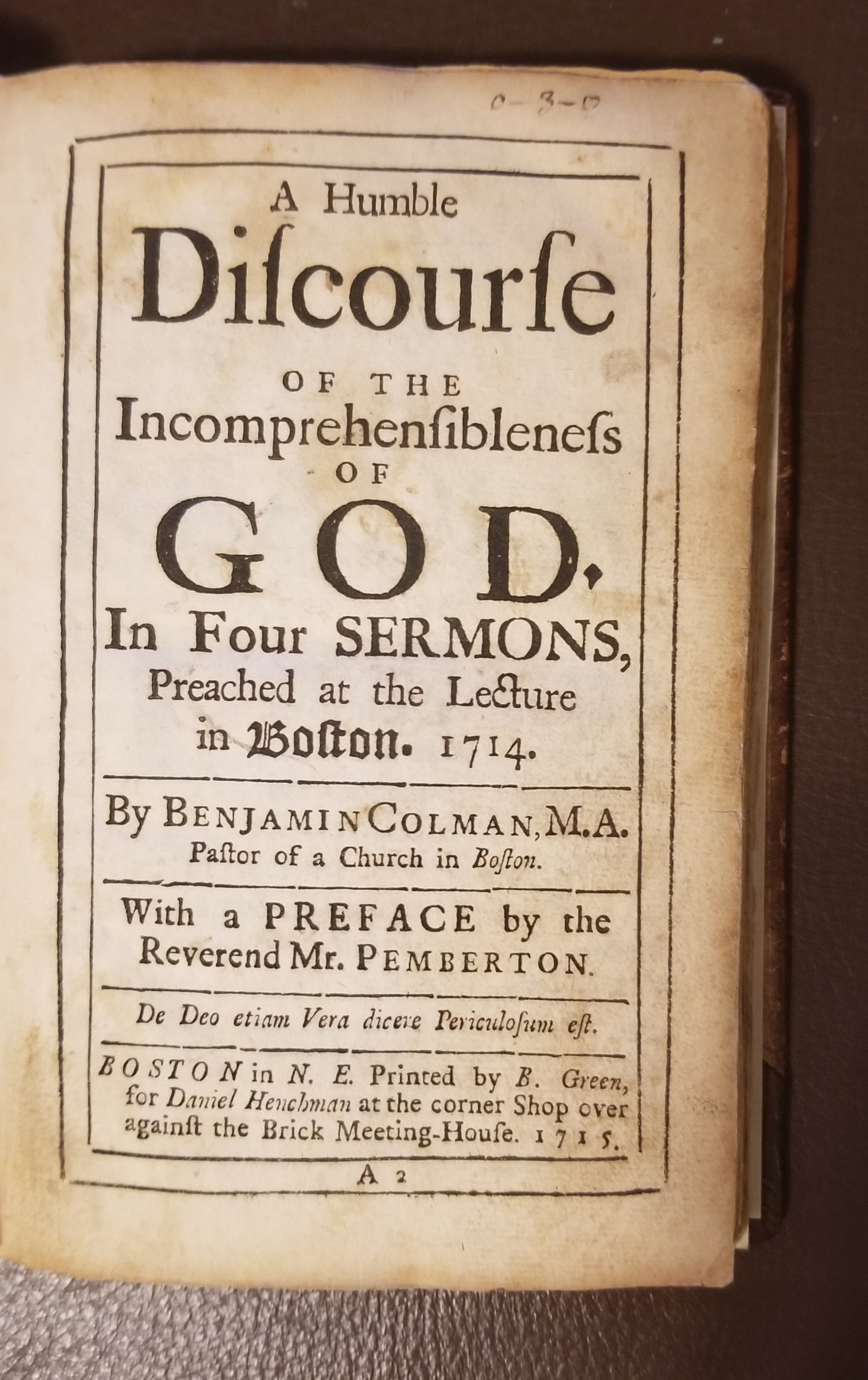 A humble discourse of the incomprehensibleness of God. : by BENJAMIN ...