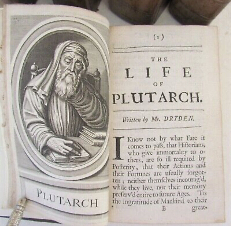 LEATHER Set. PLUTARCH’S LIVES. (Printed In 1684.) Complete Plates ...