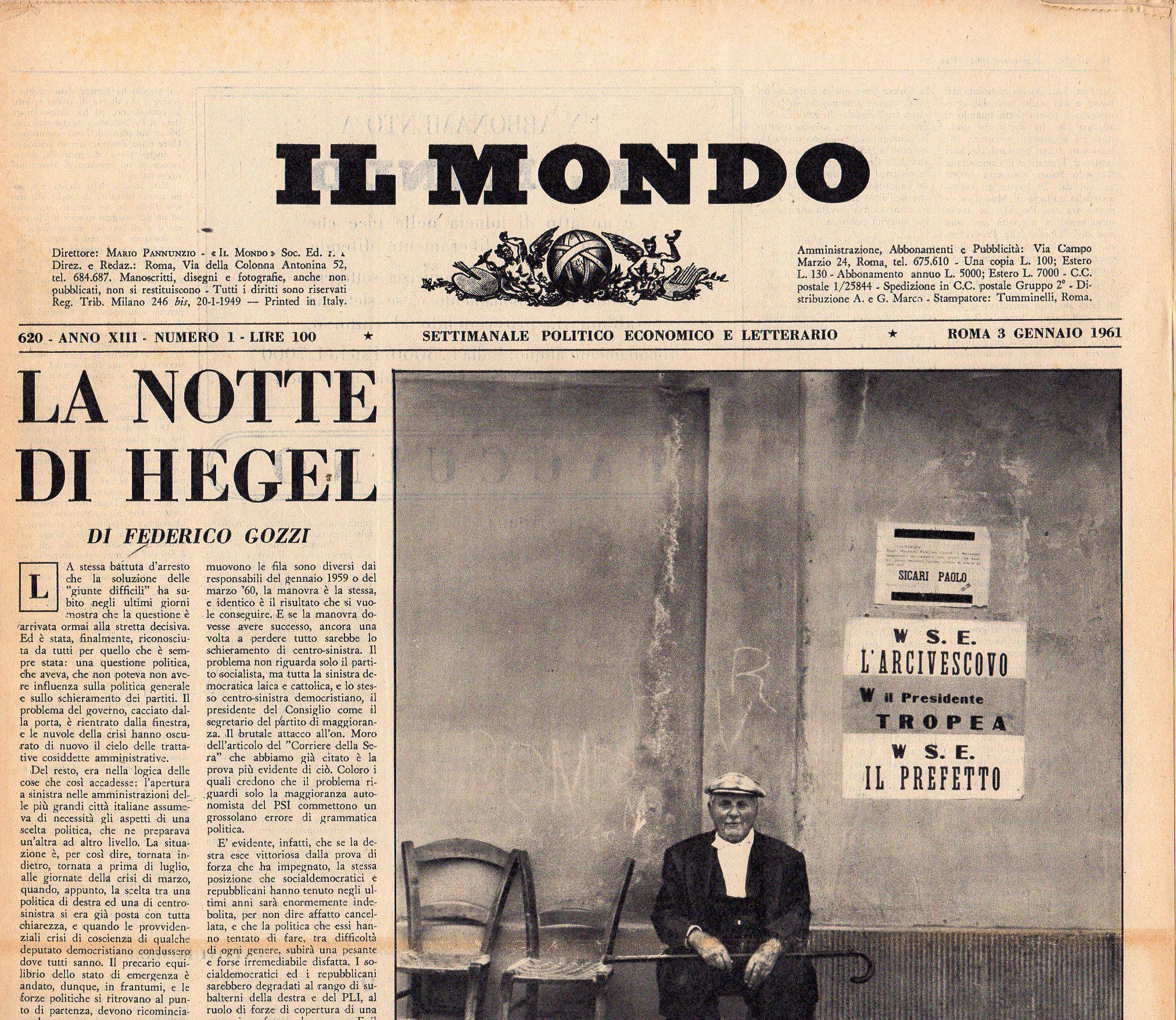 Il Mondo, 1961. Annata completa by IL MONDO Settimanale politico ...