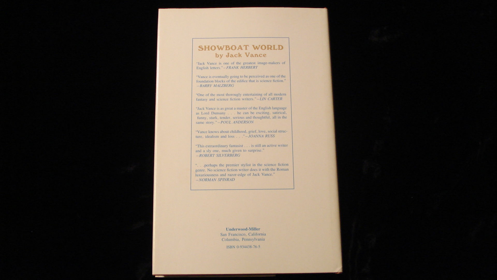 Showboat World by Jack Vance - First - 1983 - from Cagneys Rare Books ...
