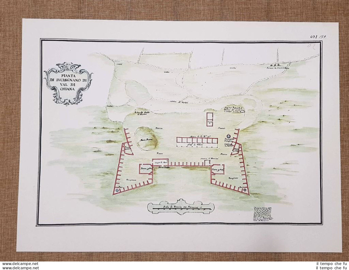 Carta geografica o mappa Pianta Lucignao in Val di Chiana Toscana 700 ...