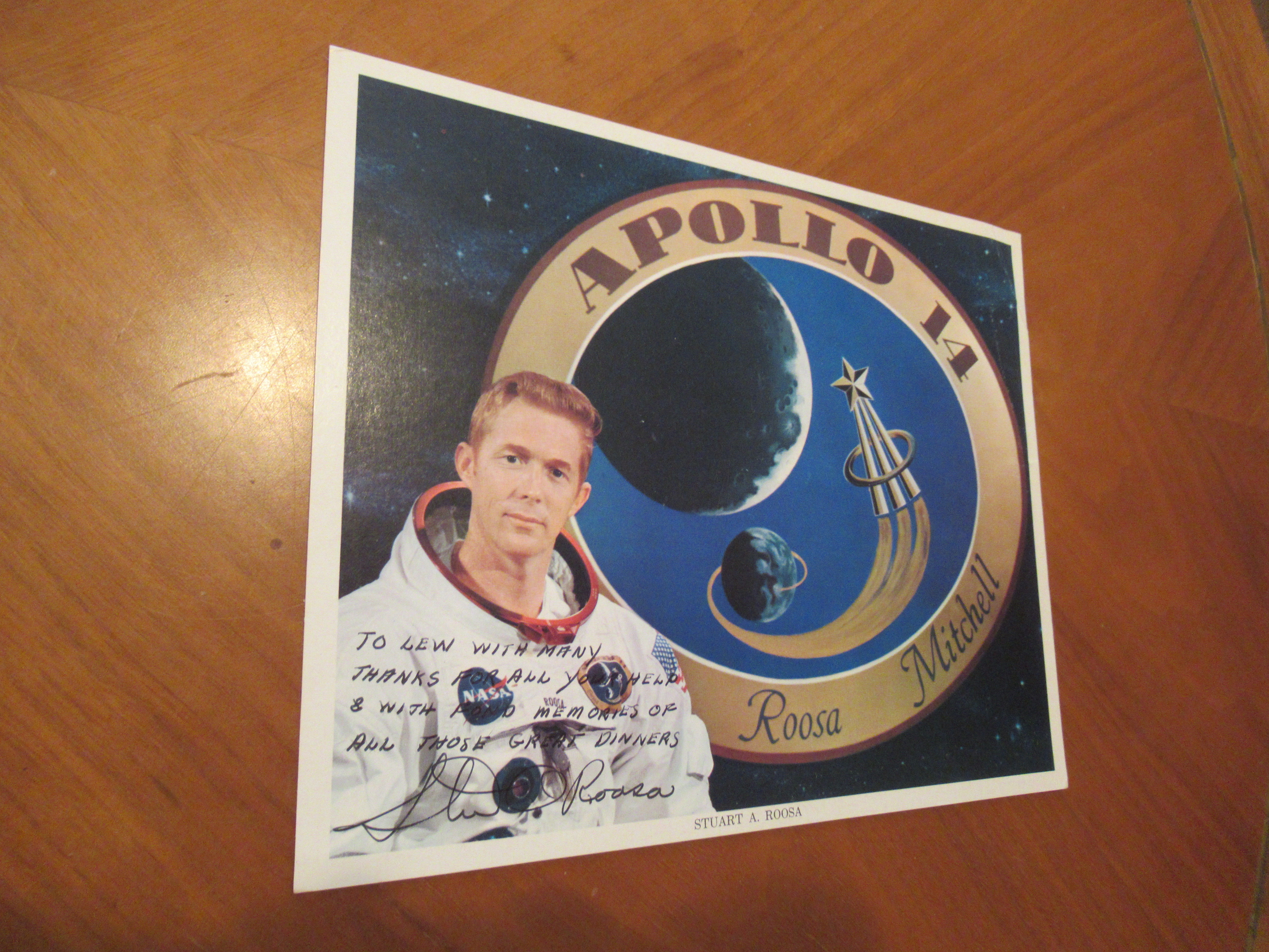 Original Inscribed NASA Color Photograph of Apollo 14 Astronaut Stuart ...