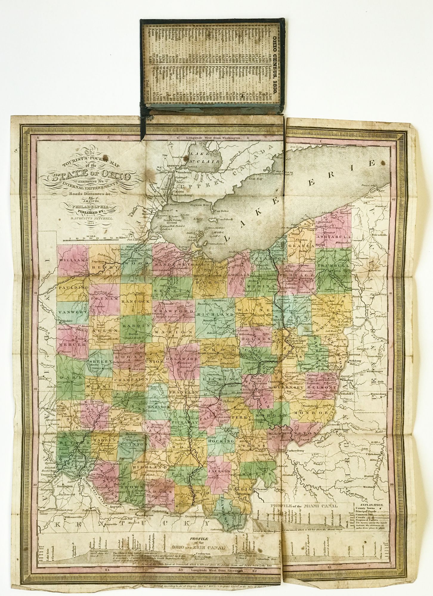 1834 First Edition Ohio Pocket Map with Early Provenance & Census Data ...