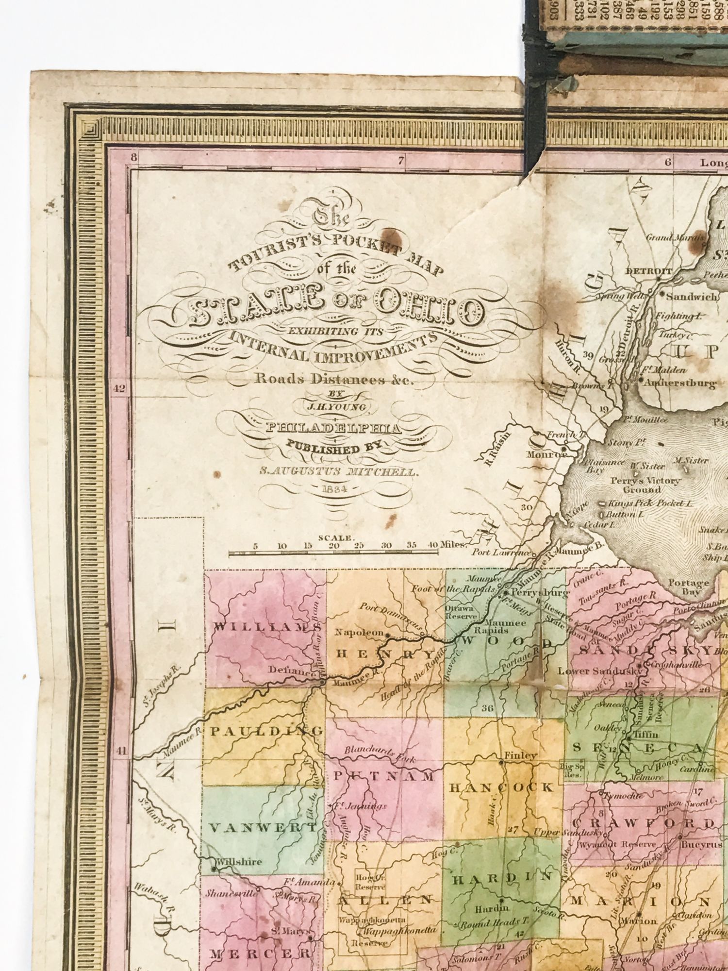 1834 First Edition Ohio Pocket Map with Early Provenance & Census Data ...