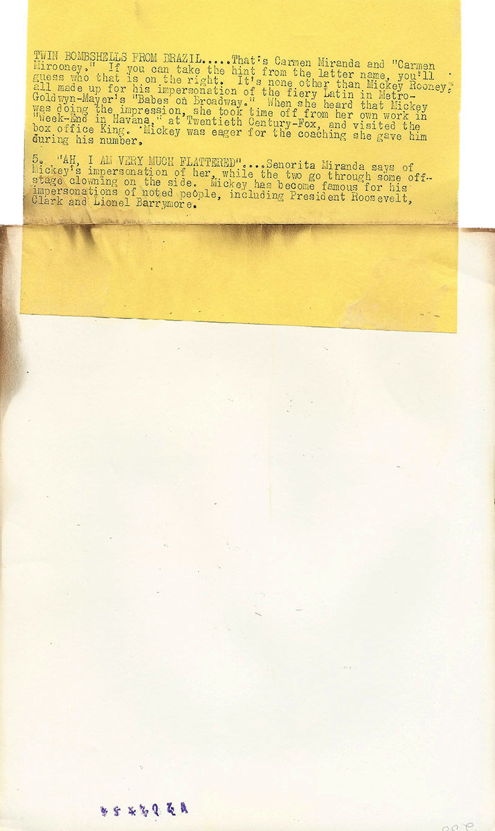 CARMEN MIRANDA COACHES MICKEY ROONEY TO BE... CARMEN MIRANDA (1941 ...