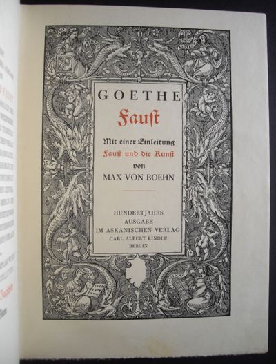 Faust by Goethe | 1940 | Hundertjahrs Ausgabe Im Askanischen Verlag ...