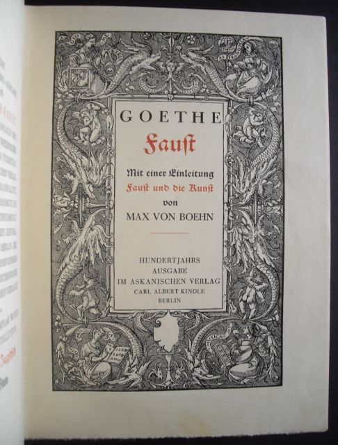 Faust by Goethe | 1940 | Hundertjahrs Ausgabe Im Askanischen Verlag ...