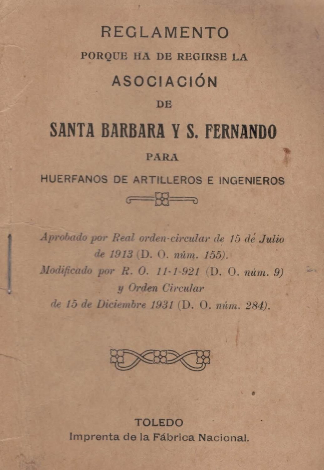 REGLAMENTO PORQUE HA DE REGIRSE LA ASOCIACIÓN DE SANTA BARBARA Y S ...