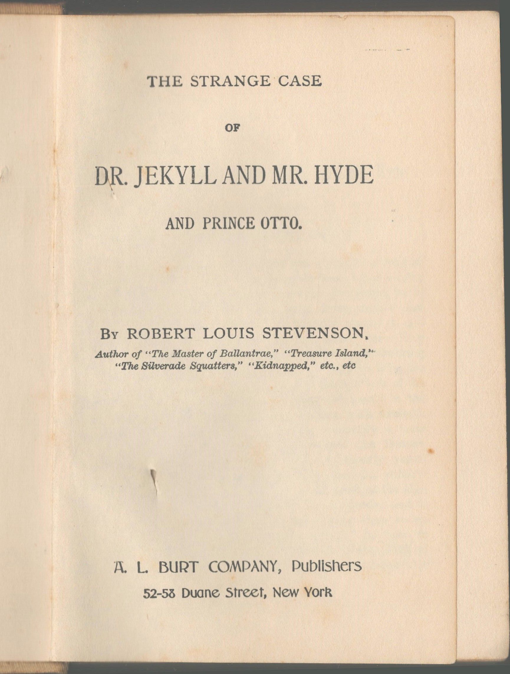 The Strange Case of Dr. Jekyll and Mr. Hyde and Prince Otto by ...