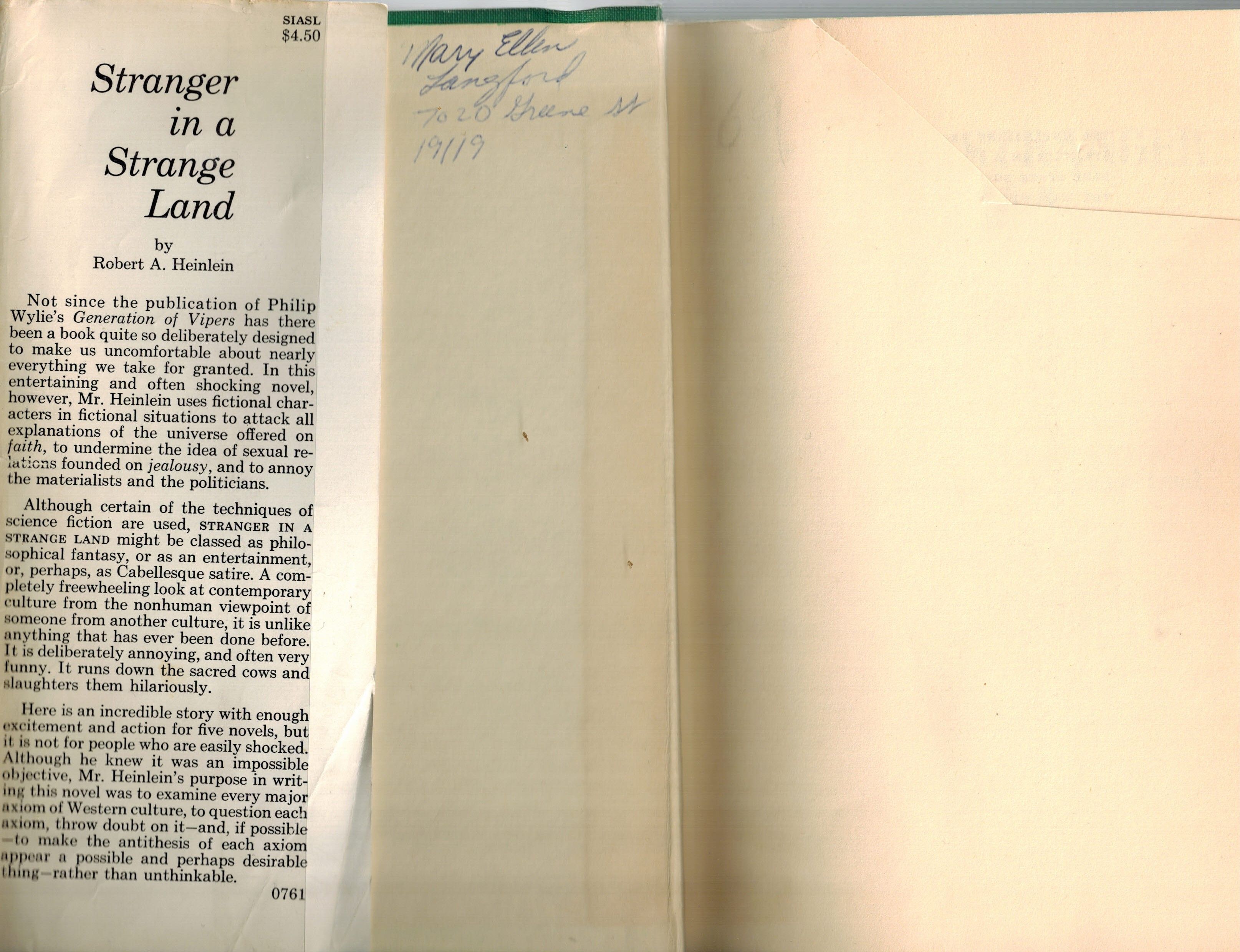Stranger in a Strange Land by Heinlein, Robert A | Hardcover | 1961 | G ...