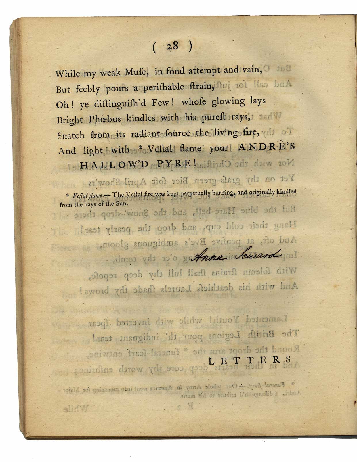 Monody on Major Andrè. By Miss Seward. (Author of the Elegy on Capt ...