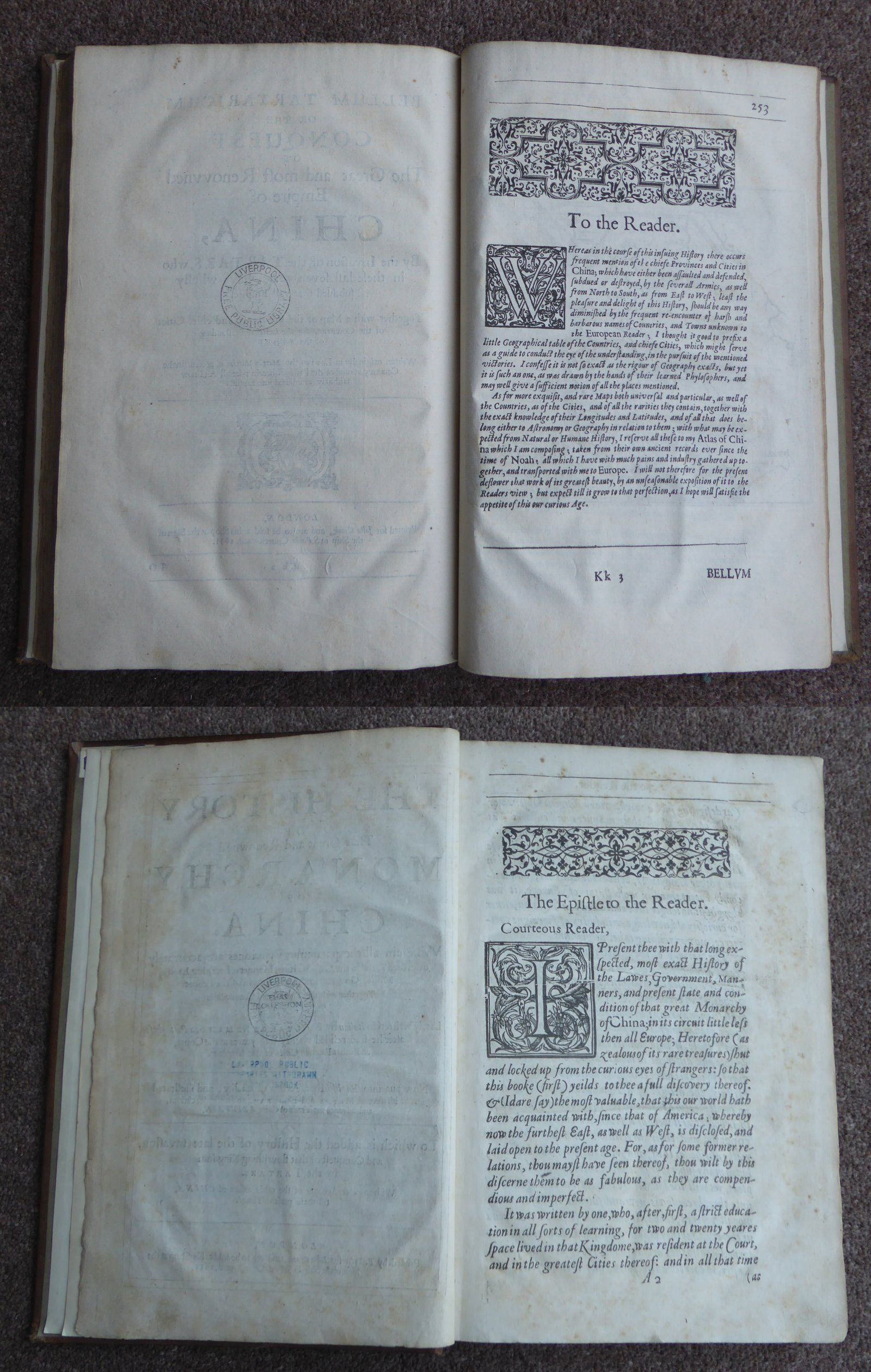 THE HISTORY OF THAT GREAT AND RENOWNED MONARCHY OF CHINA, and BELLUM ...