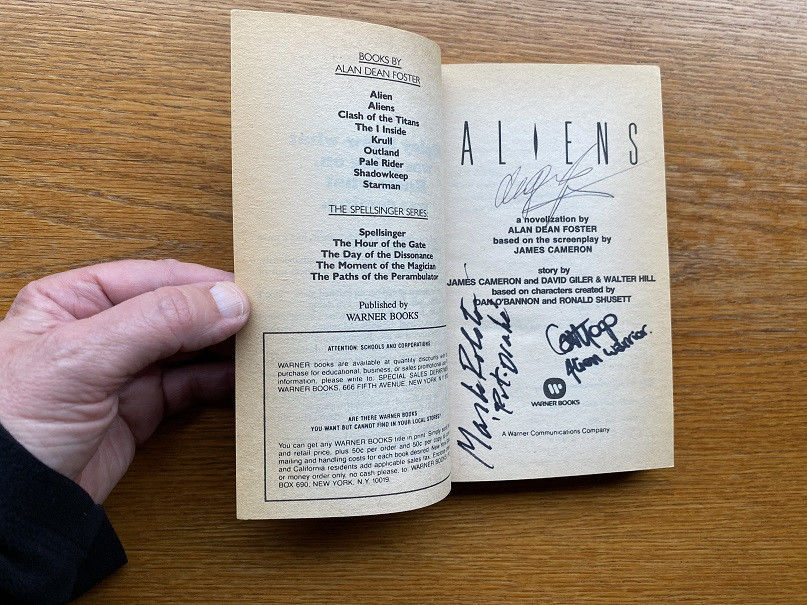 Aliens, SIGNED by Mark Rolston, Alan Dean Foster, Carl Toop, Michael ...