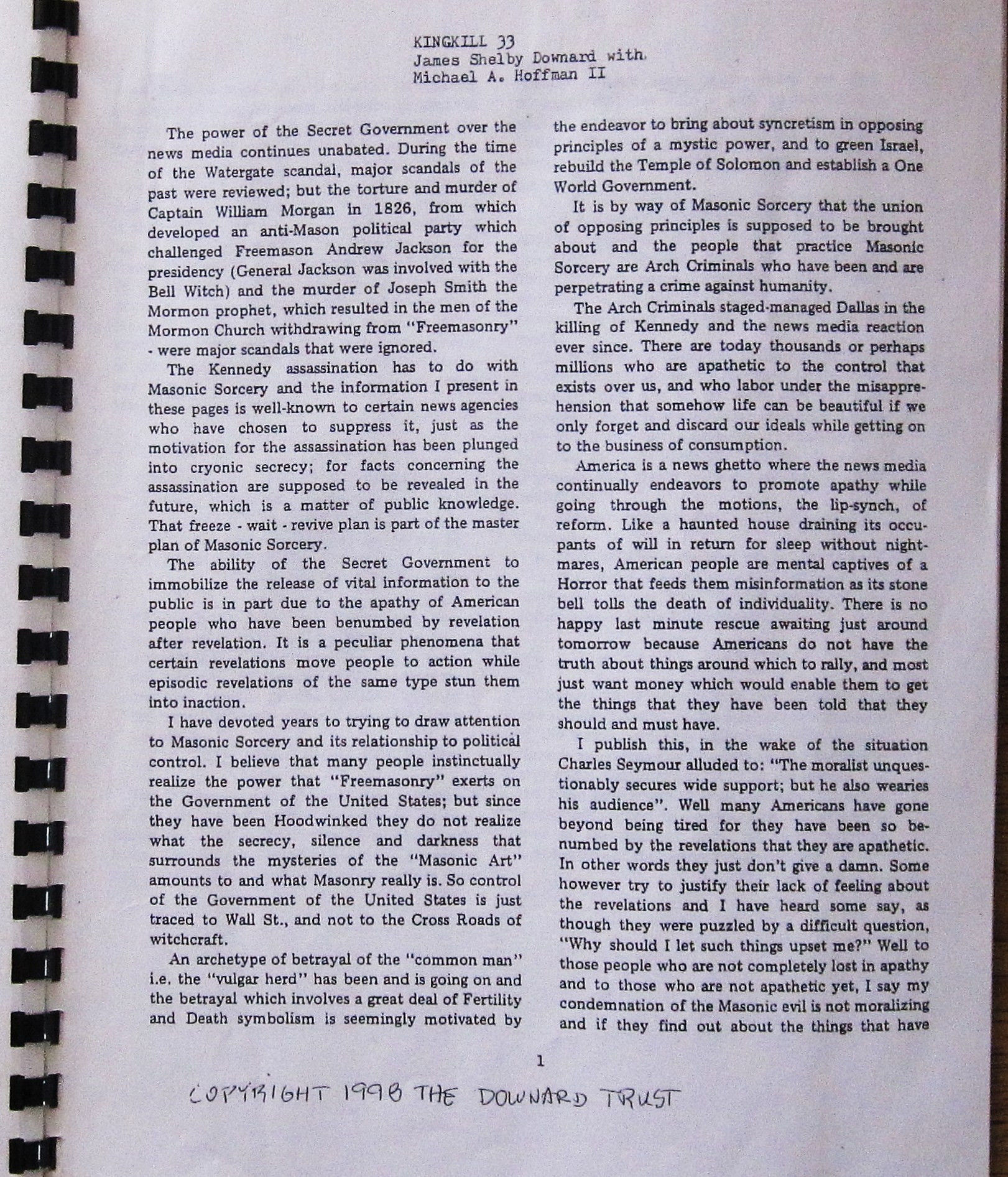 King Kill 33 [Unedited Material] by Downard, James Shelby; Hoffman II ...