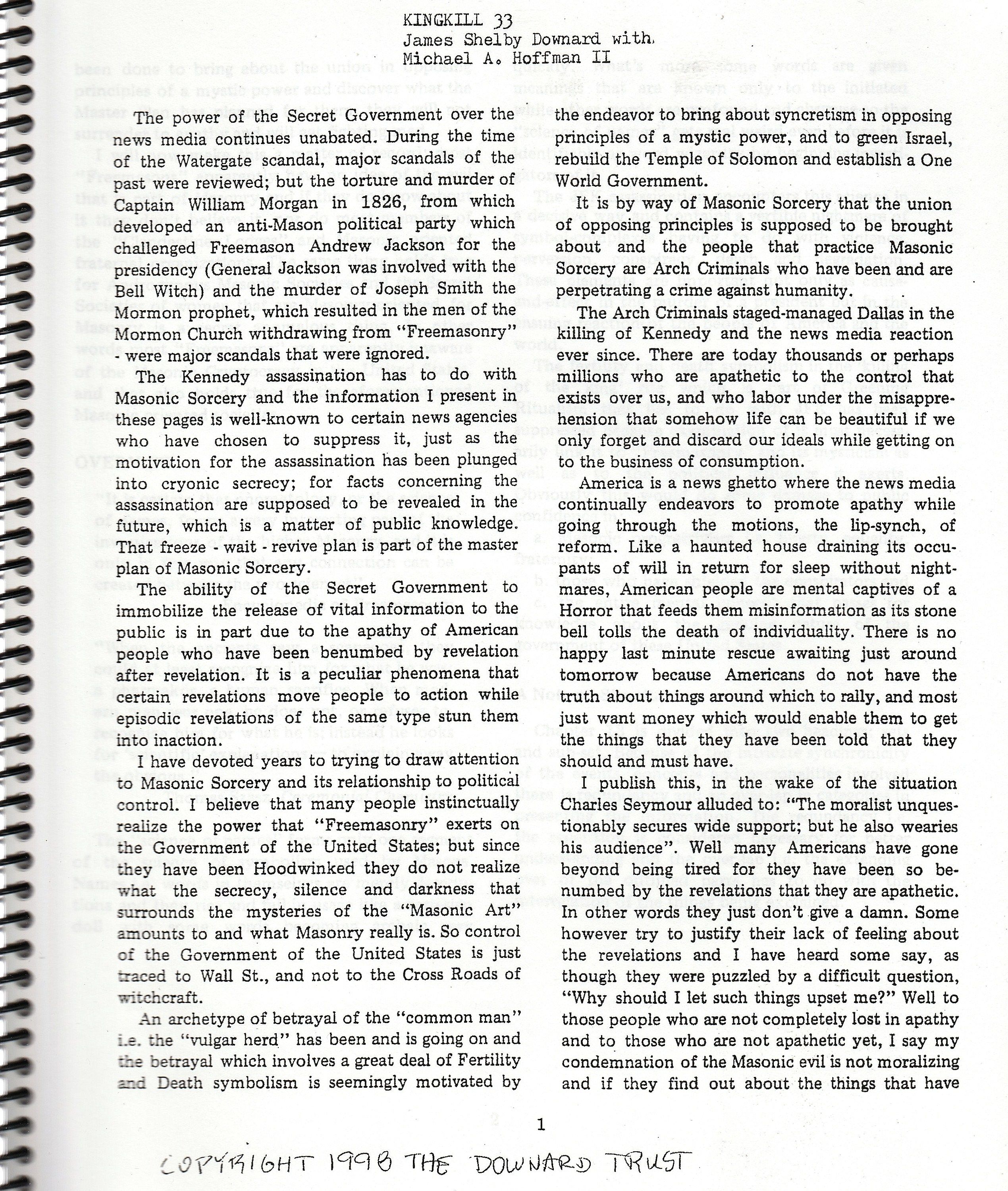 BIBLIO | King Kill 33 [Unedited Material] by Downard, James Shelby ...