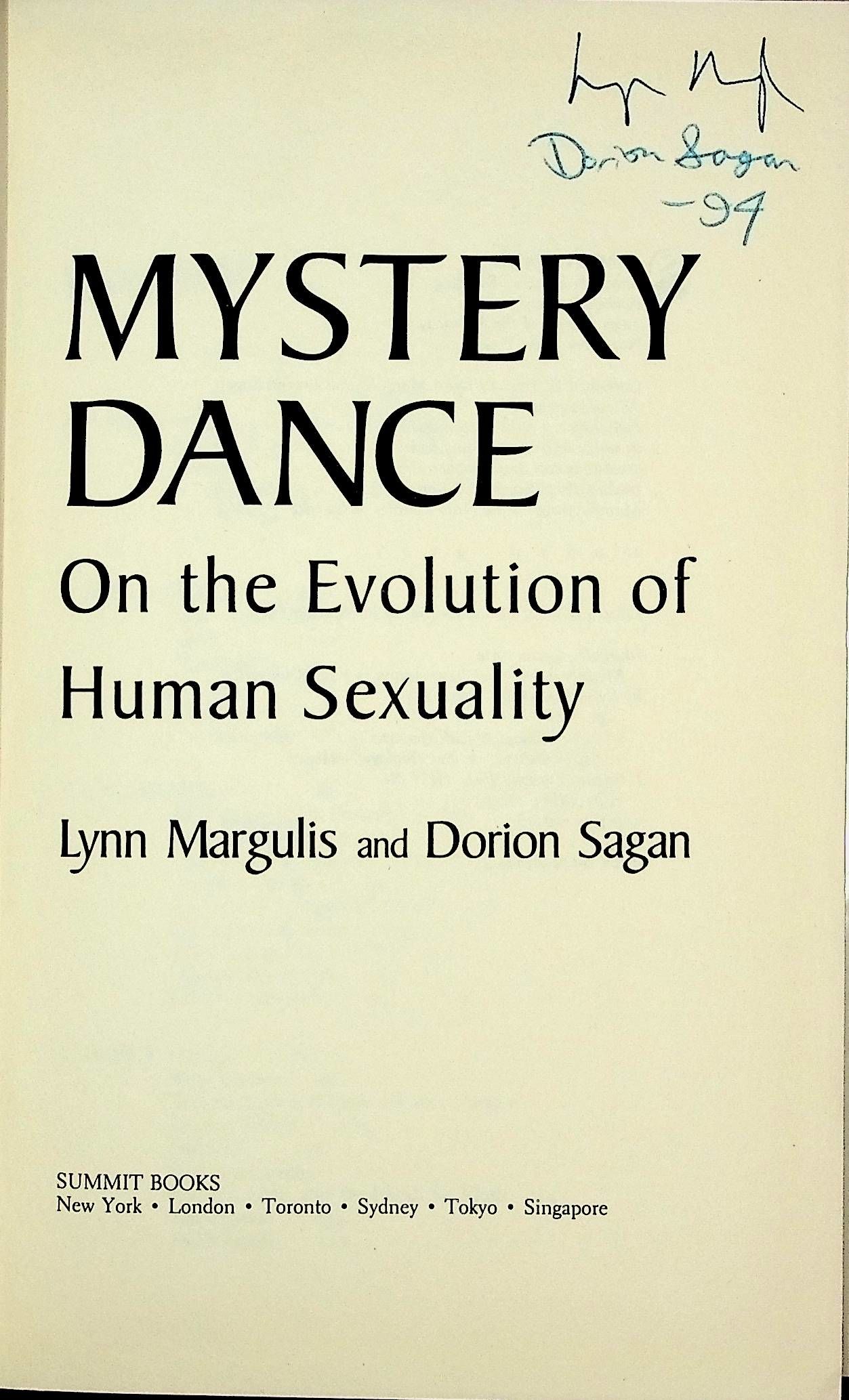 SIGNED. Mystery Dance: On the Evolution of Human Sexuality by Margulis, Lynn; Sagan, Dorian ...