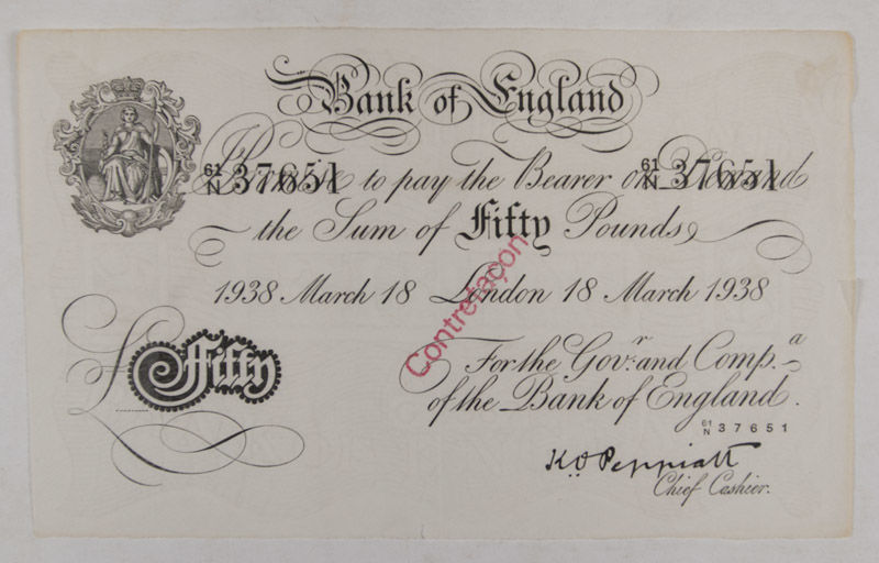 BIBLIO | A Counterfeit Fifty Pound Banknote from Operation Bernhard ...