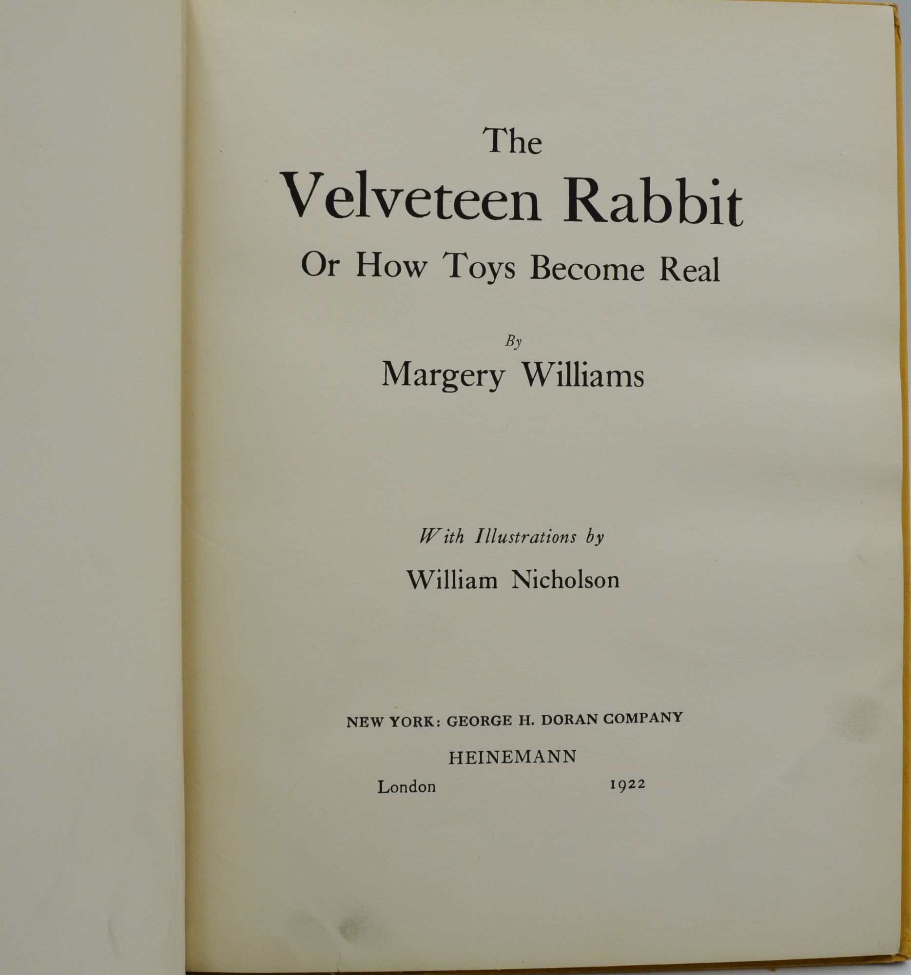 The Velveteen Rabbit by Williams, Margery | | 1922 | George H. Doran ...