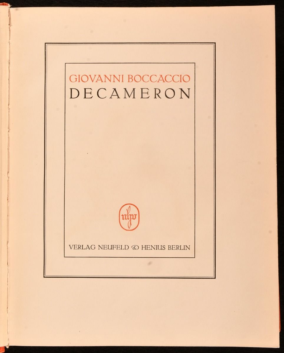 Decameron by Giovanni Boccaccio | Cloth | 1924 | Neufeld & Henius | Biblio