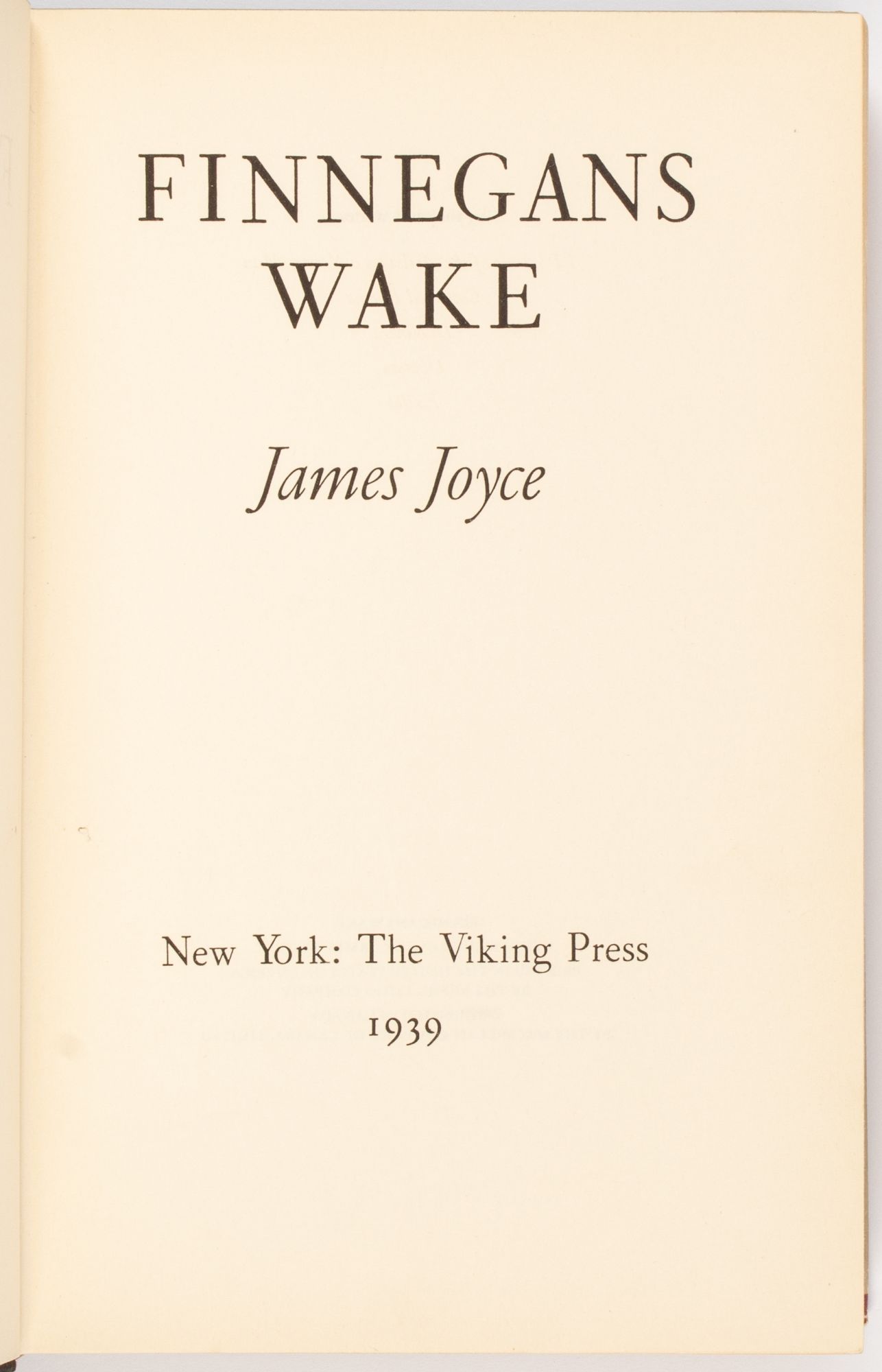 Finnegans Wake by JOYCE, James | | 1939 | New York: The Viking Press | Biblio