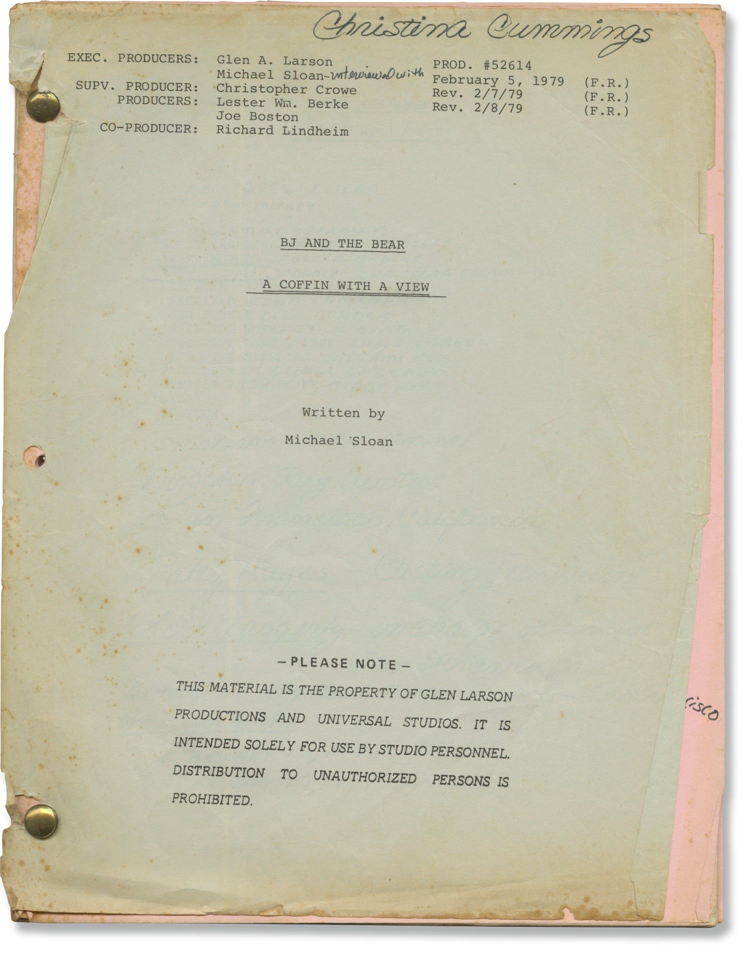 B.J. and the Bear: A Coffin with a View (Two original screenplays for ...