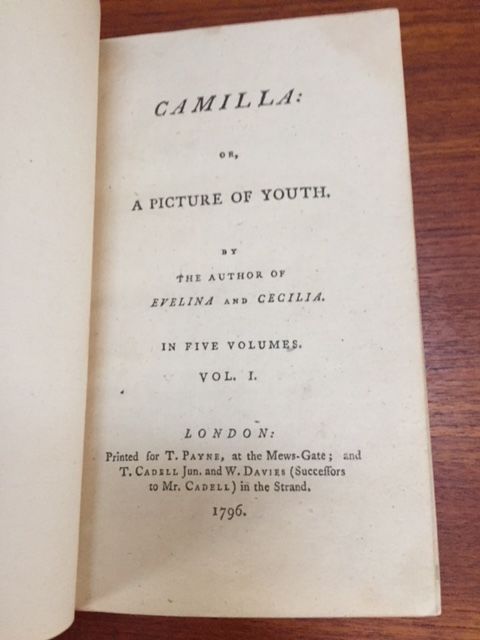 Camilla: or, A Picture of Youth. by FRANCES BURNEY | ¾- calf and ...