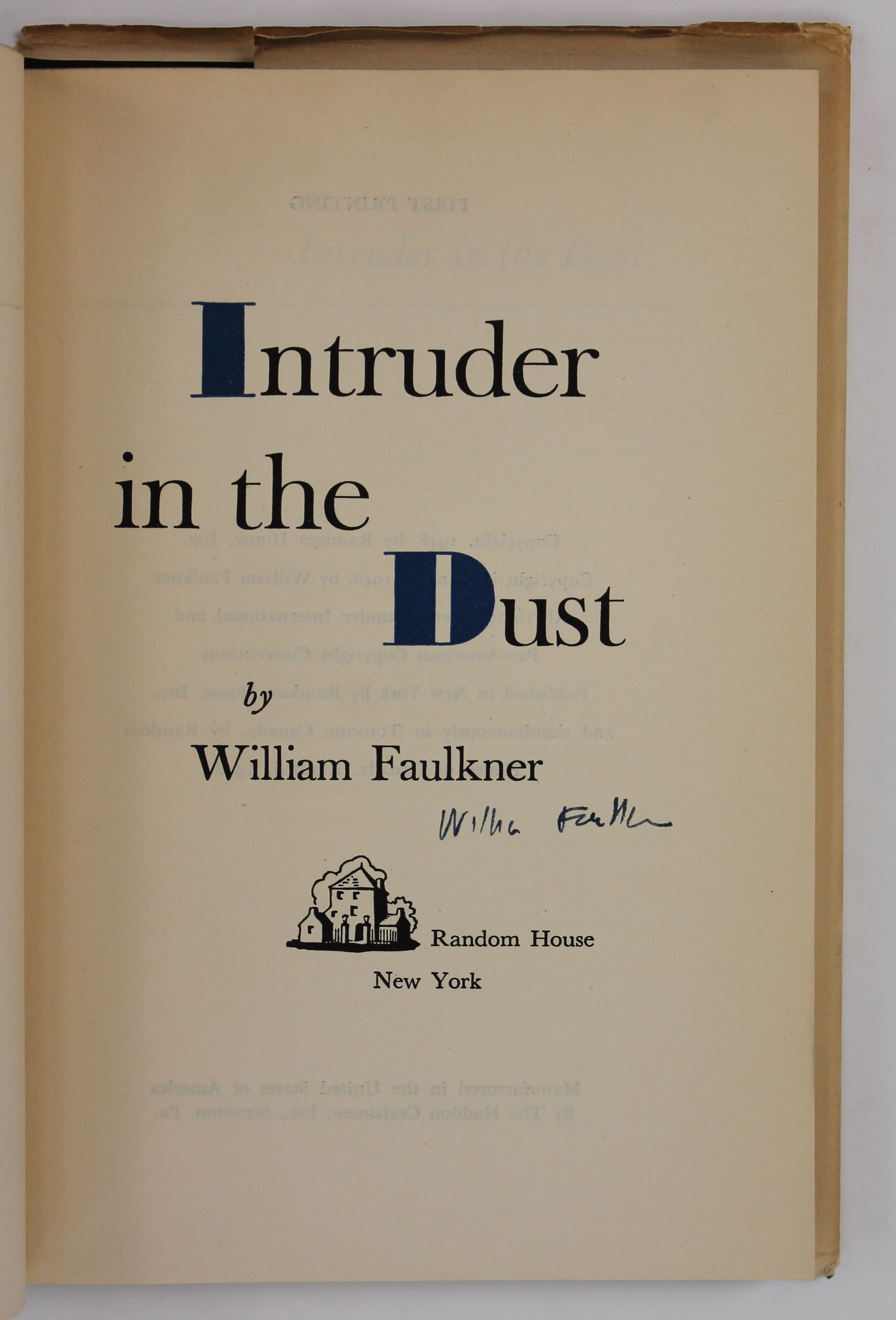 INTRUDER IN THE DUST by FAULKNER, William: | | | New York: Random House ...