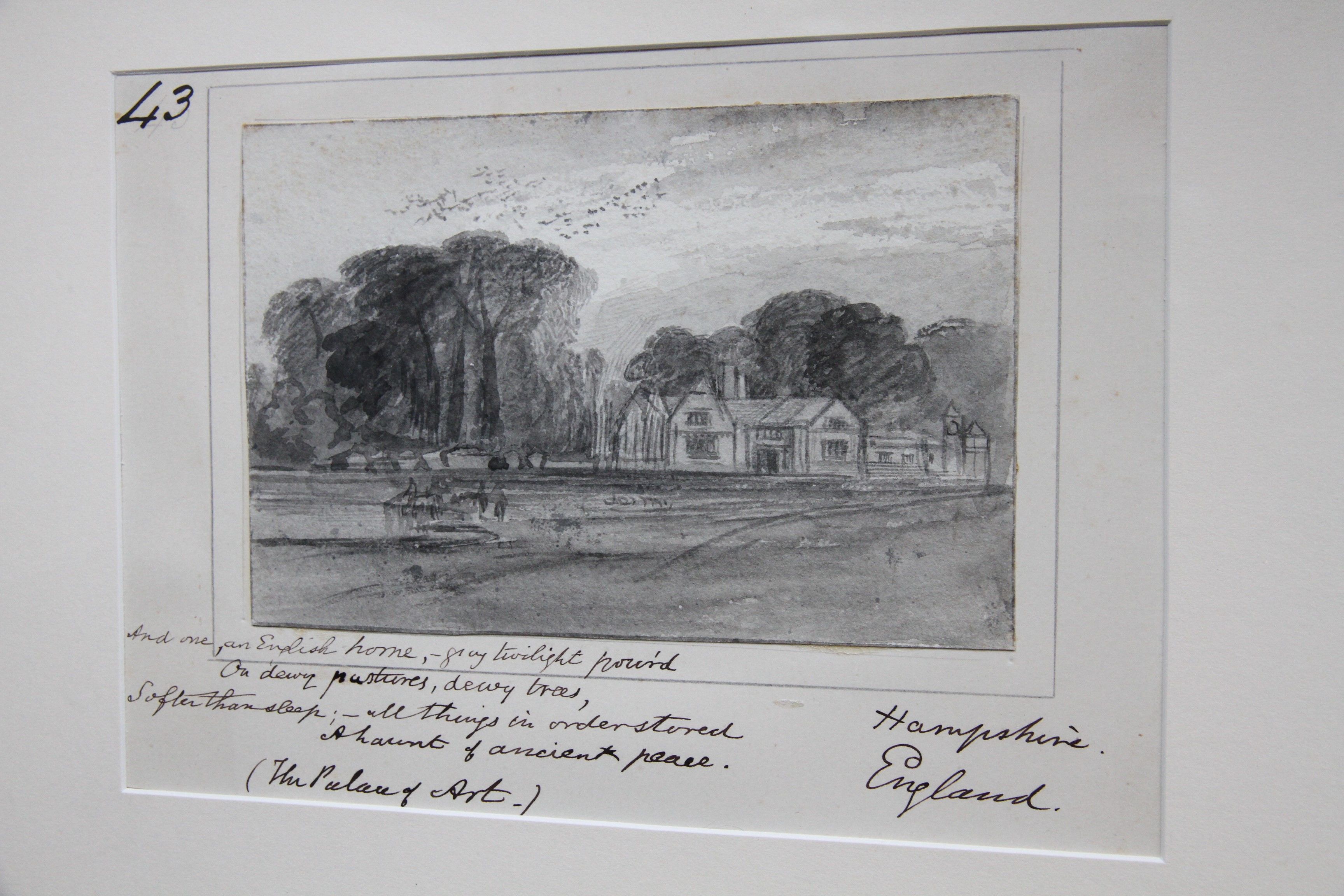Original Framed 1871 Edward Lear Drawing of Stratton House in Hampshire ...